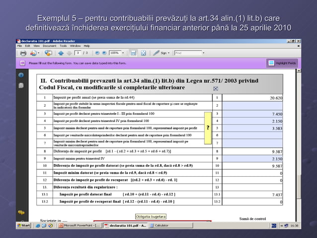 Completarea Declaratiei 101 | PPT