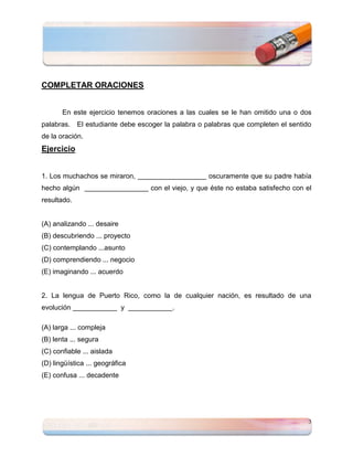 Completar Oraciones | PDF