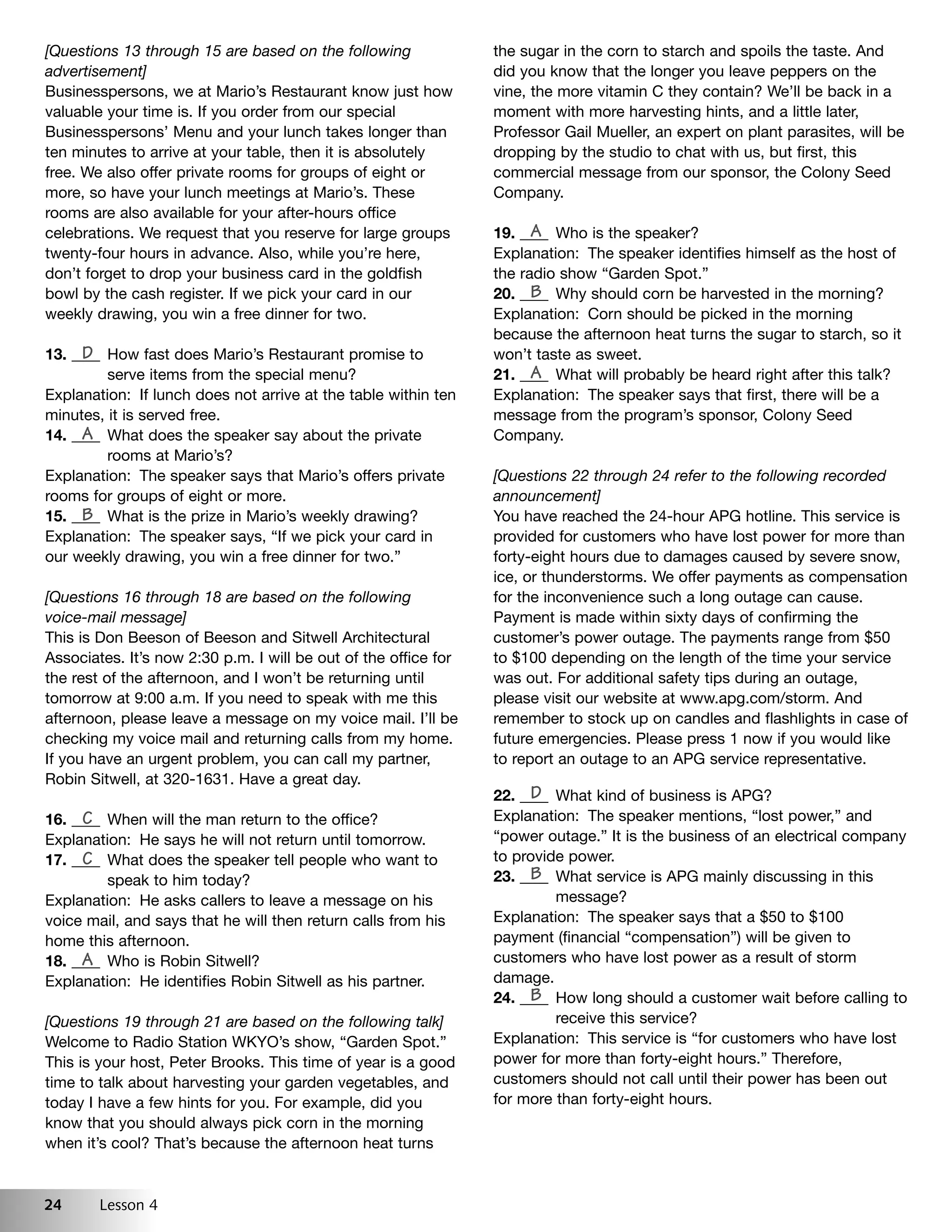 Complete guide-to-toeic-test---answer keys | PDF