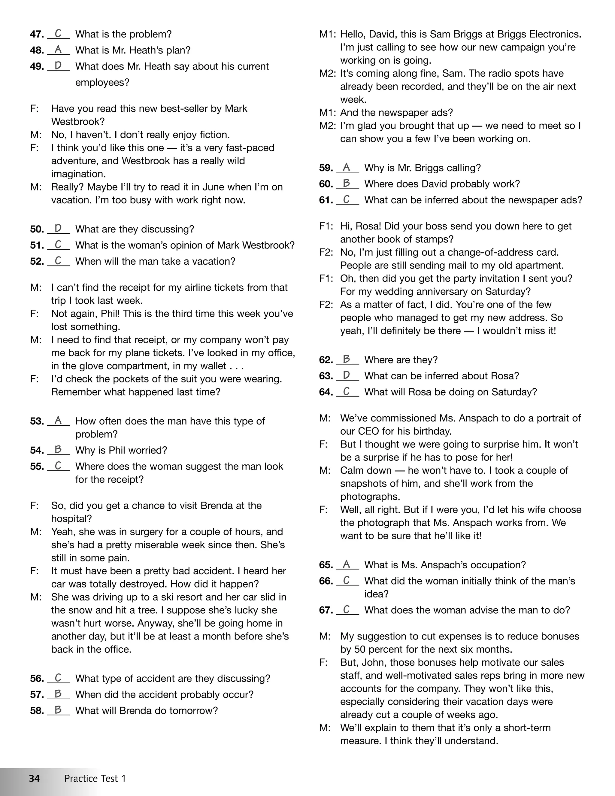 Complete guide-to-toeic-test---answer keys | PDF