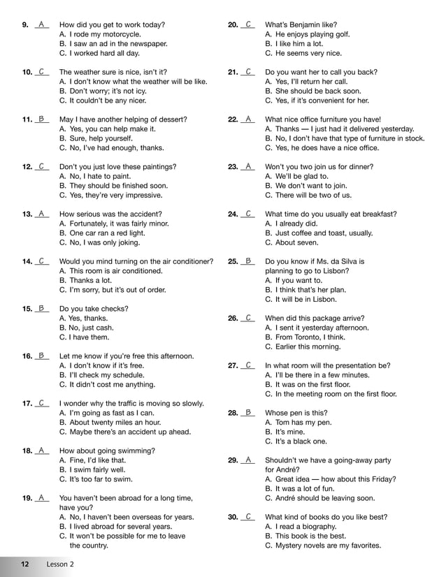 Complete guide-to-toeic-test---answer keys | PDF | Participant Sports ...