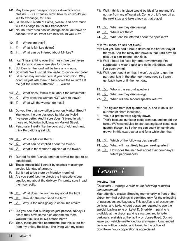 Complete guide-to-toeic-test---answer keys | PDF | Participant Sports ...