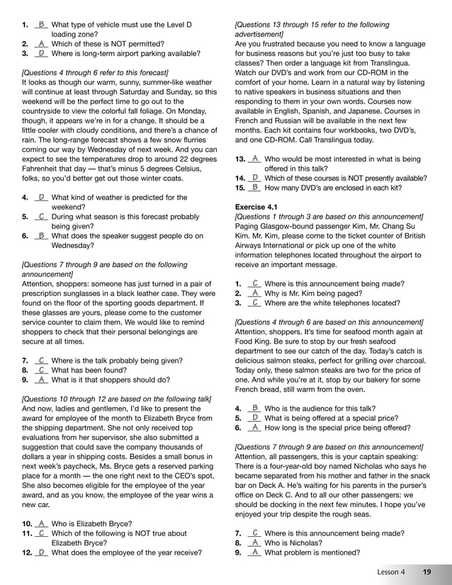 Complete guide-to-toeic-test---answer keys | PDF | Participant Sports ...