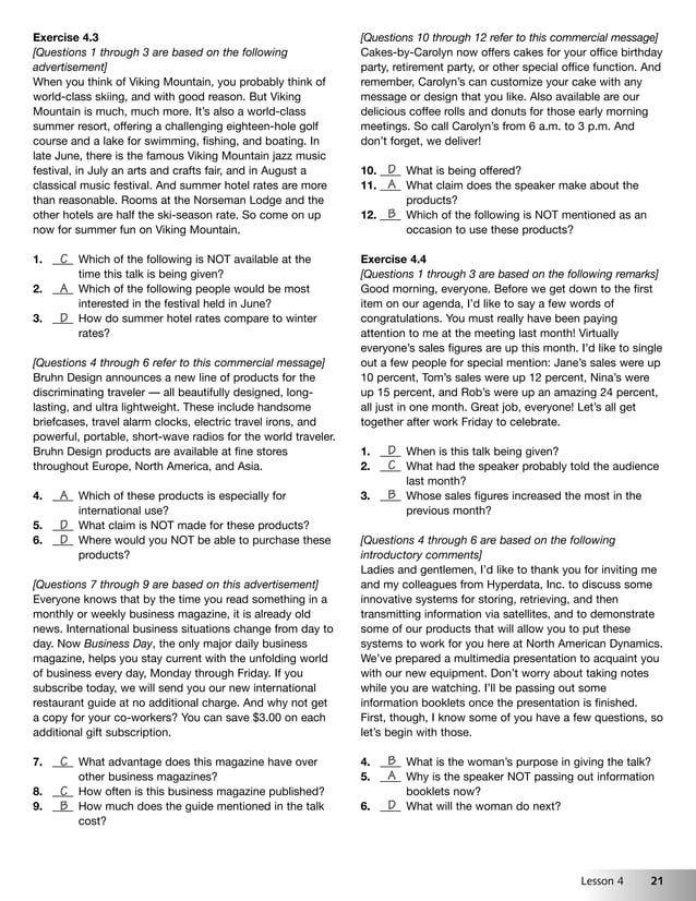 Complete guide-to-toeic-test---answer keys | PDF | Participant Sports ...