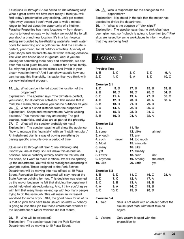 Complete guide-to-toeic-test---answer keys | PDF | Participant Sports ...