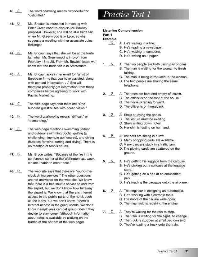 Complete guide-to-toeic-test---answer keys | PDF | Participant Sports ...