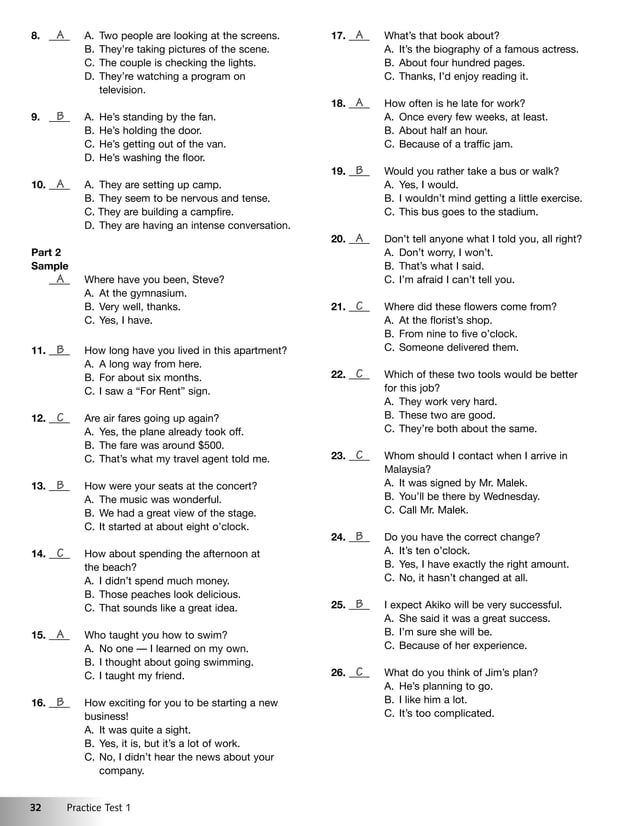 Complete guide-to-toeic-test---answer keys | PDF | Participant Sports ...