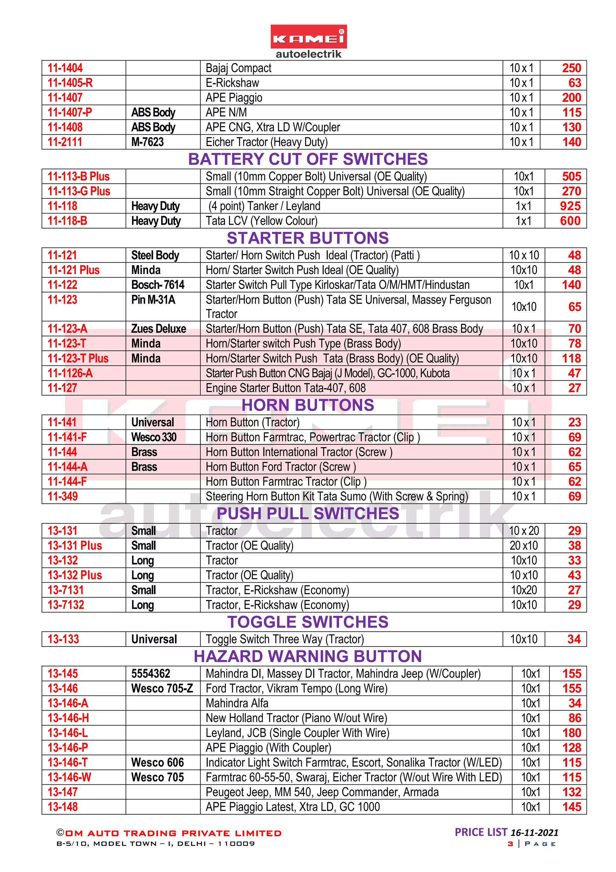 Auto Electrical Parts in India | PDF
