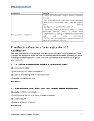 Salesforce Tableau Architect Sample Questions and Syllabus Topics | PDF