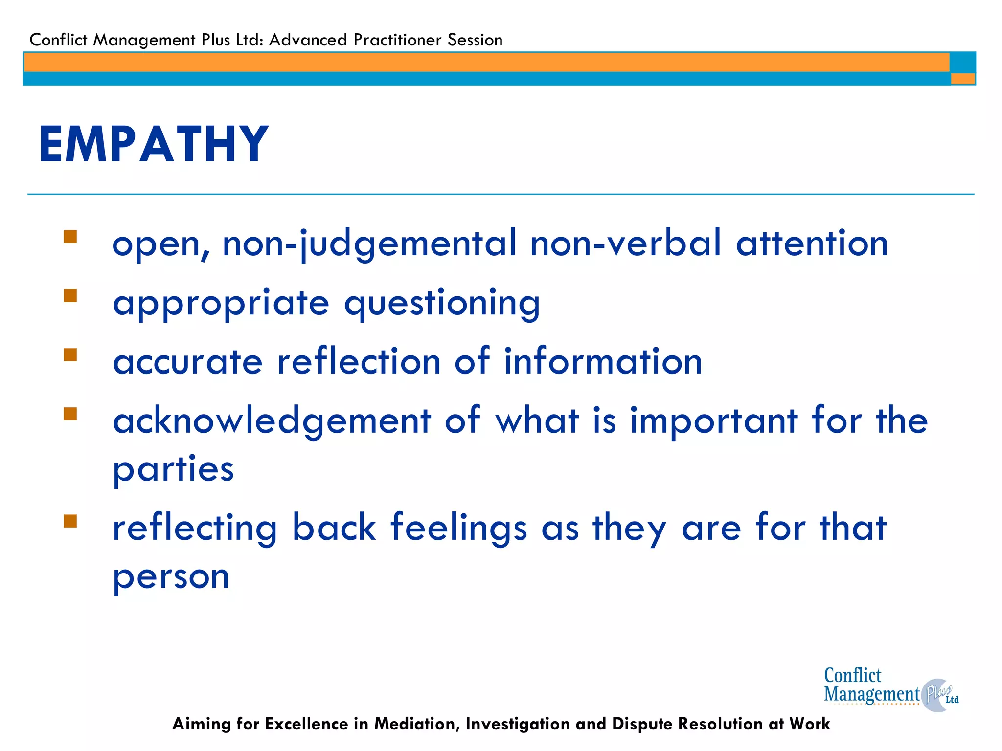 Workshop G: Tim Kingsbury, Conflict Management Plus | PPT | Law