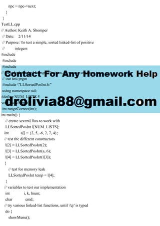 Complete a C++ class implementation for a linked-list of sorted (asc.pdf