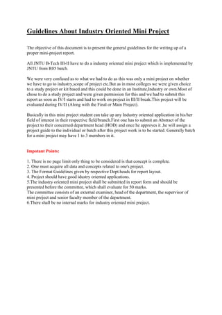 Complete and detailed description of the mini projects reports | DOCX