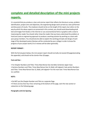 Complete and detailed description of the mini projects reports | DOCX