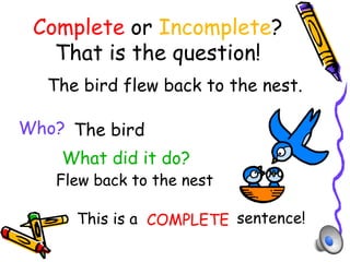 Complete and incomplete_sentences | PPTX