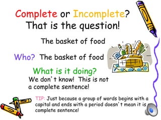 Complete and incomplete_sentences | PPTX
