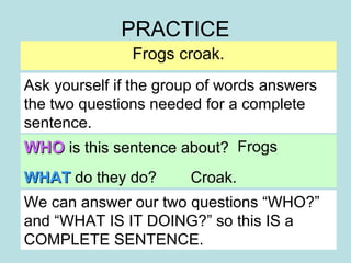 Complete and incomplete sentences reteach | PPT