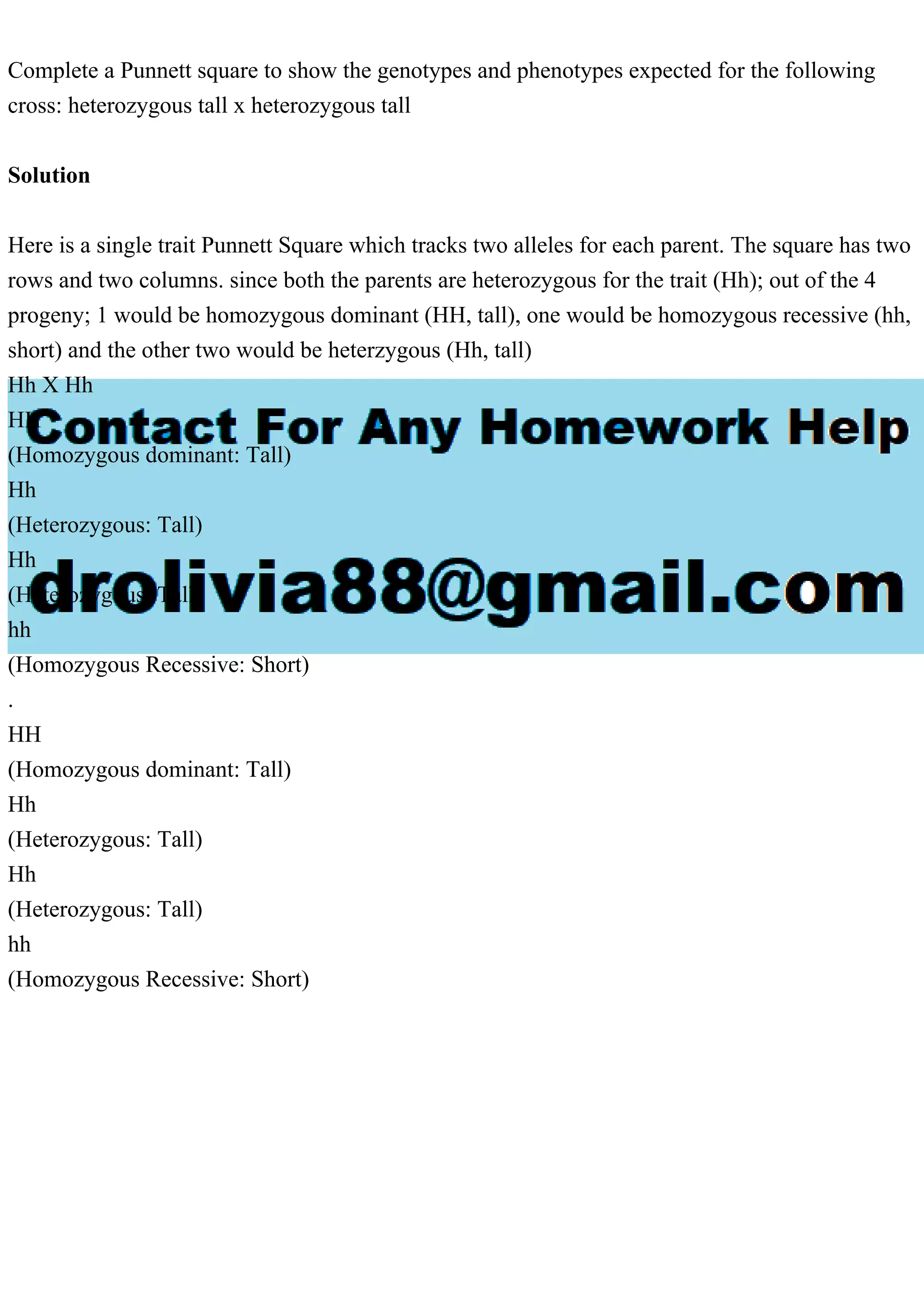 Complete a Punnett square to show the genotypes and phenotypes expec.pdf