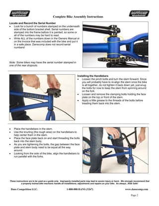 Complete bike assembly | PDF
