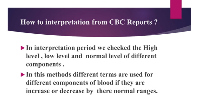 Complete blood count test(CBC) | PPT