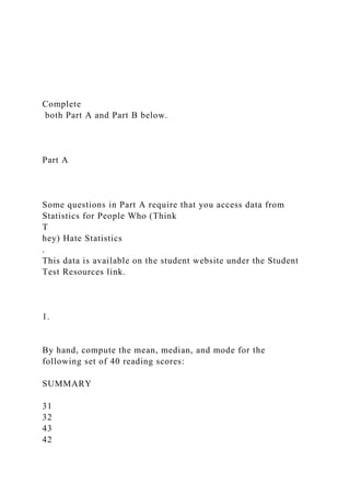Complete both Part A and Part B below.Part A.docx | Standardized ...