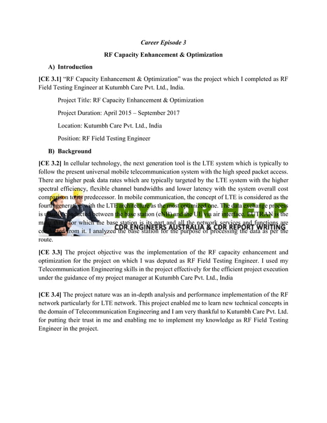 Complete cdr report sample for telecommunication engineers | PDF