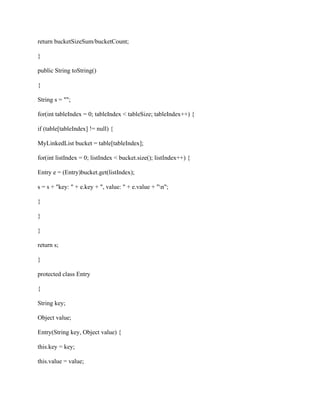 Complete code in Java The hashtable you'll be making will use String.pdf | Programming Languages ...