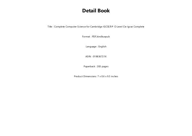 Complete Computer Science For Cambridge IgcseÂ® O Level Cie Igcse Complete All Format