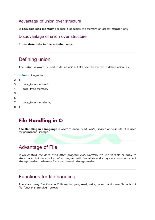 Complete c programming presentation | DOCX | Programming Languages | Computing