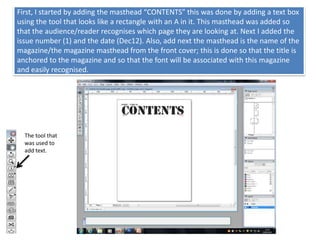 Completed production of music magazine contents page | PPT