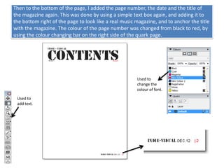 Completed production of music magazine contents page | PPT