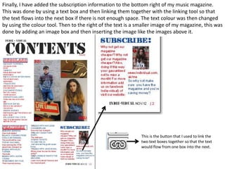 Completed production of music magazine contents page | PPT