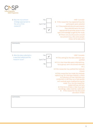 CASP Tool for Qualitative Studies (Sample Answers - September 19 and 27 ...
