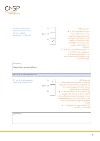 CASP Tool for Qualitative Studies (Sample Answers - September 19 and 27 ...