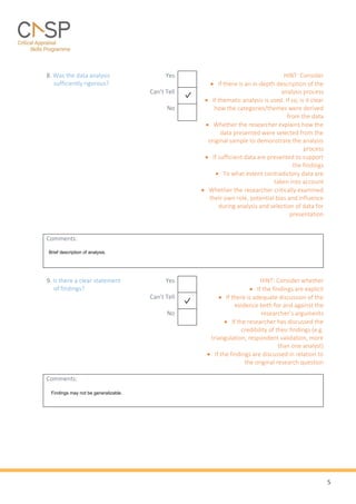 CASP Tool for Qualitative Studies (Sample Answers - September 19 and 27 ...