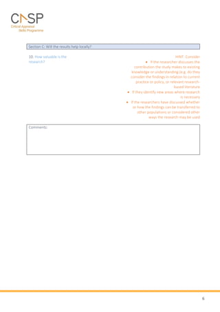 CASP Tool for Qualitative Studies (Sample Answers - September 19 and 27 ...