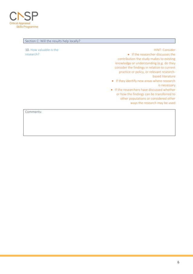 CASP Tool for Qualitative Studies (Sample Answers - September 19 and 27 ...