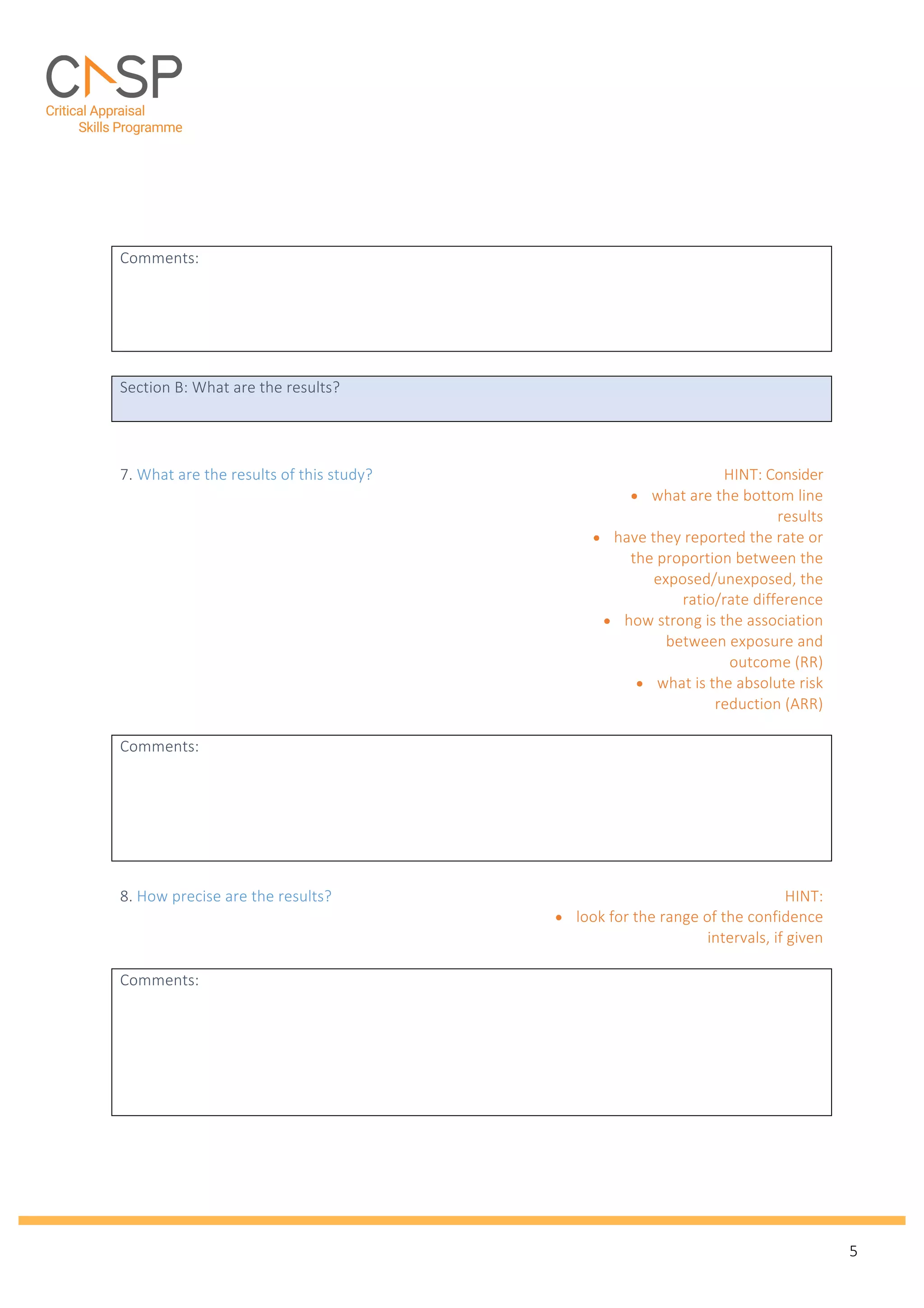 Critical Appraisal Skills Programme (CASP) Tool for Cohort Studies ...