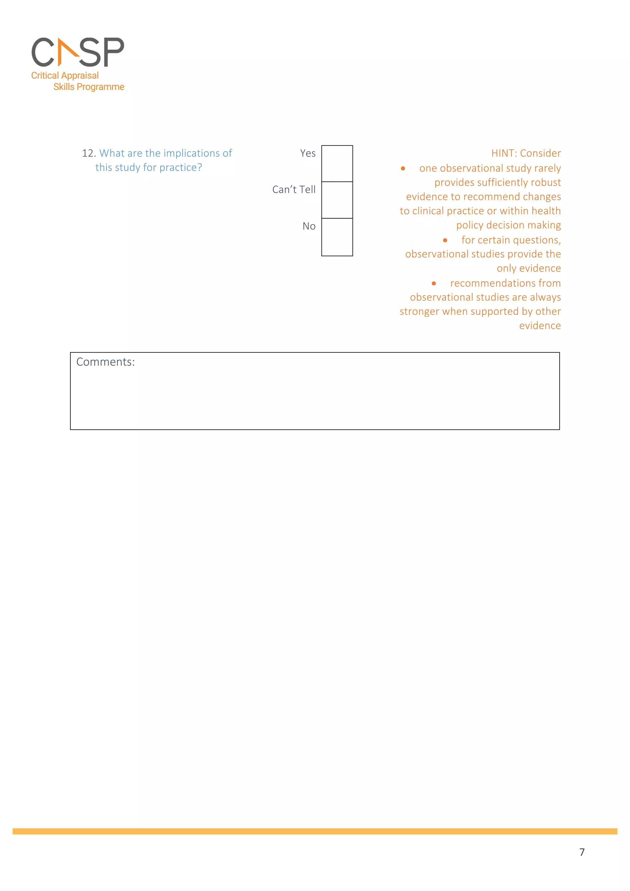 Critical Appraisal Skills Programme (CASP) Tool for Cohort Studies ...