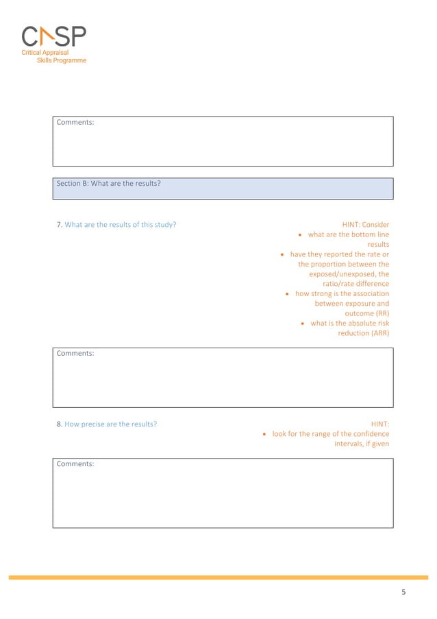Critical Appraisal Skills Programme (CASP) Tool for Cohort Studies ...