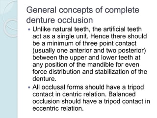 Complete denture occlusion | PPTX