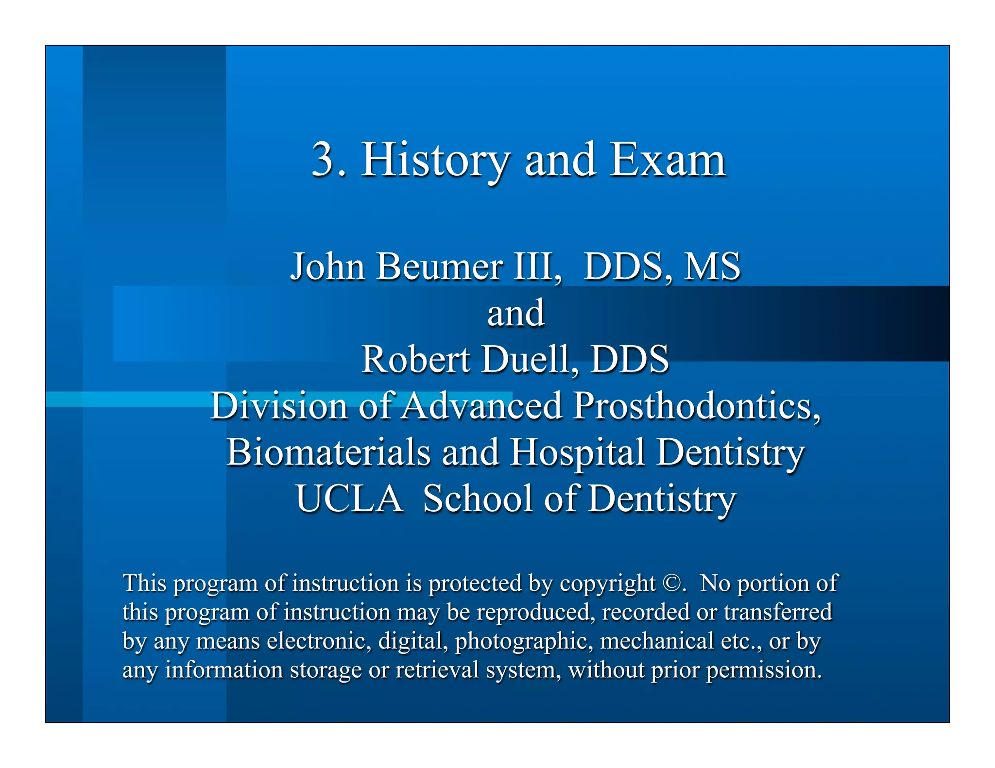 Complete dentures 3.history and exam | PDF