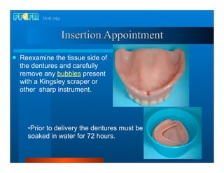 Complete dentures 30. insertion and followup | PDF