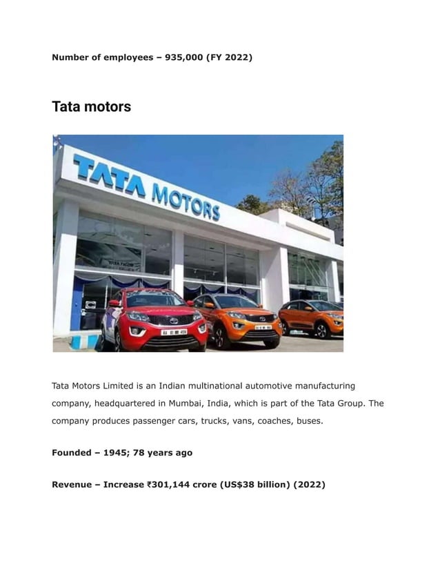Complete Details about TATA GROUP.pdf | Automotive Industry | Industries