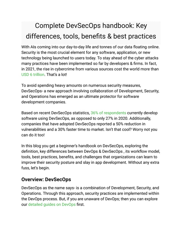 Complete DevSecOps handbook_ Key differences, tools, benefits & best ...
