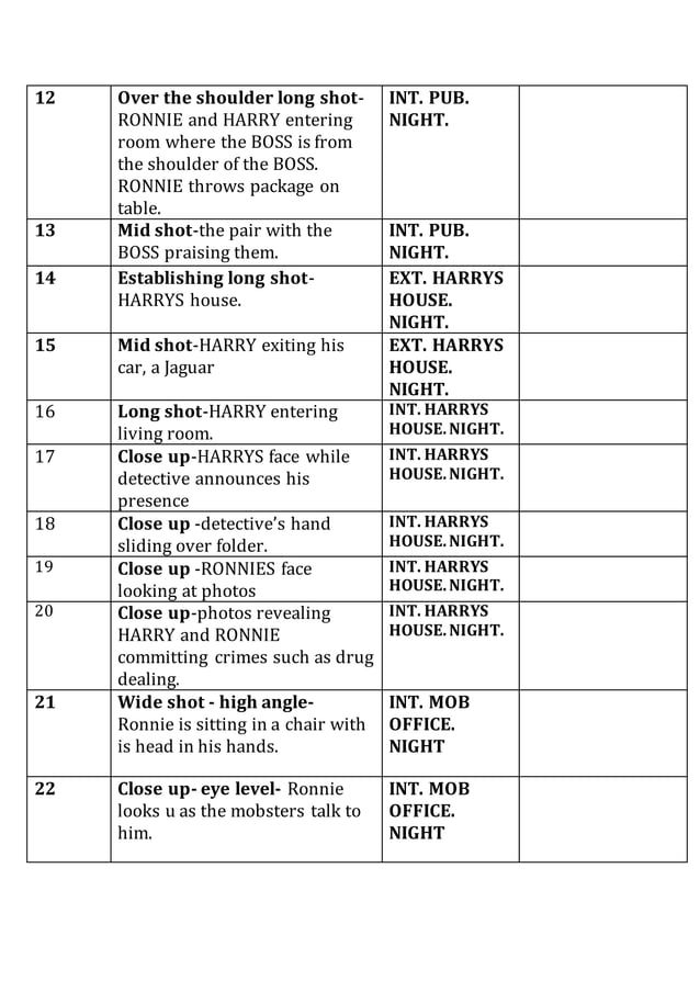 Completed shot list | DOCX