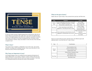Comprehensive Guide to English Tenses: Types, Structures, and Usage | PDF