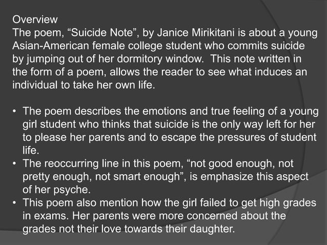 Poem - Suicide Note | PPT