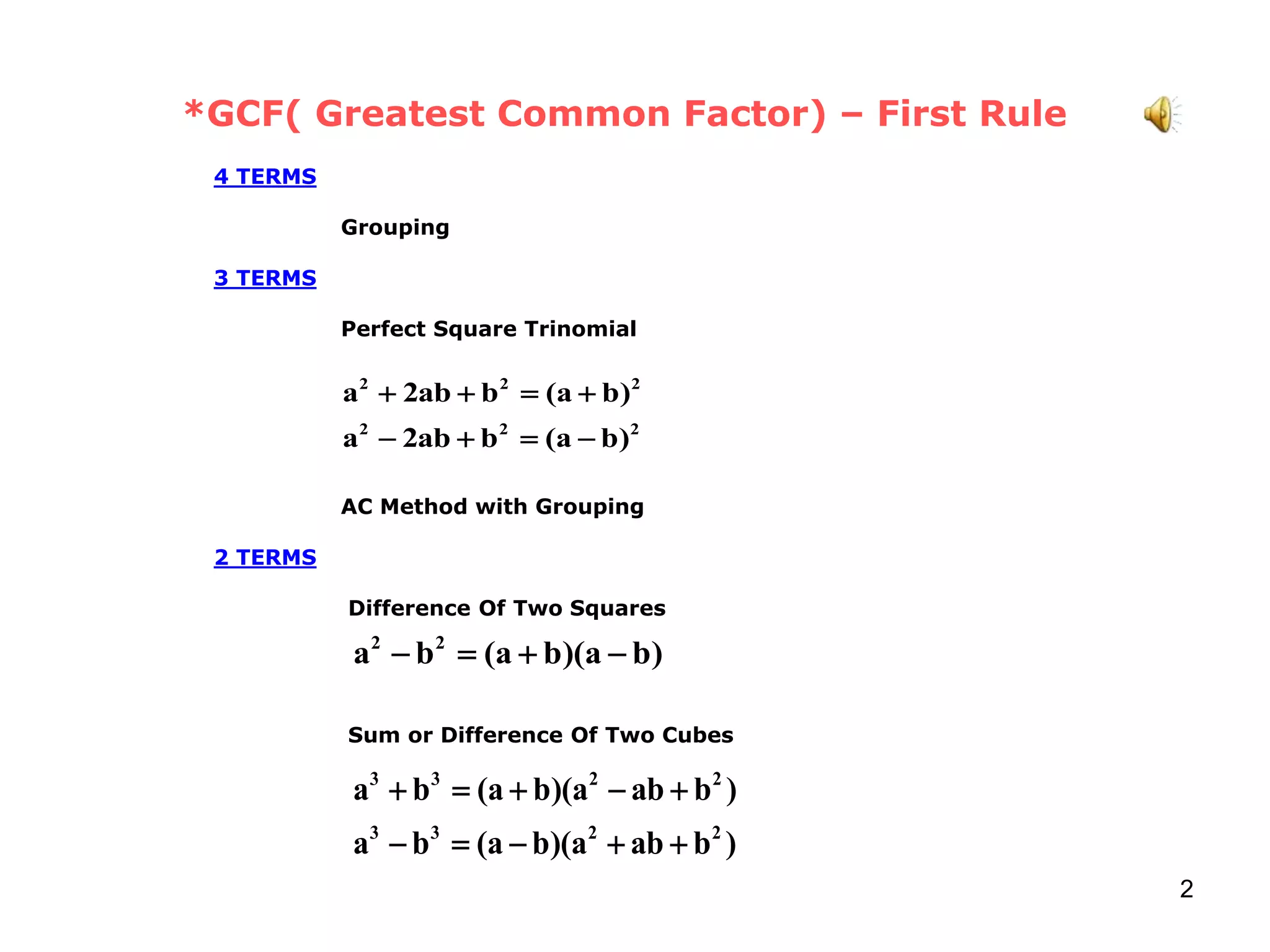 Complete Factoring Rules.ppt