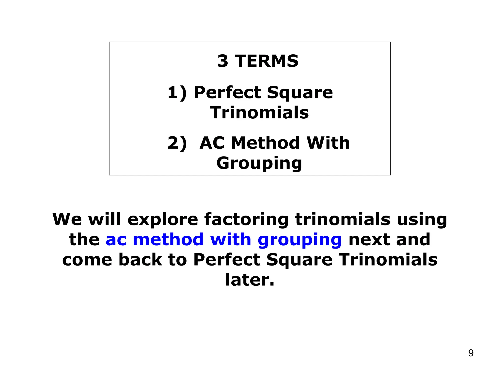 Complete Factoring Rules in Grade 8 Math.ppt