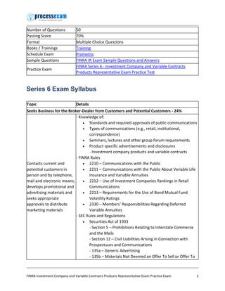 Comprehensive FINRA Series 6 Exam Study Guide and Practice Test | PDF